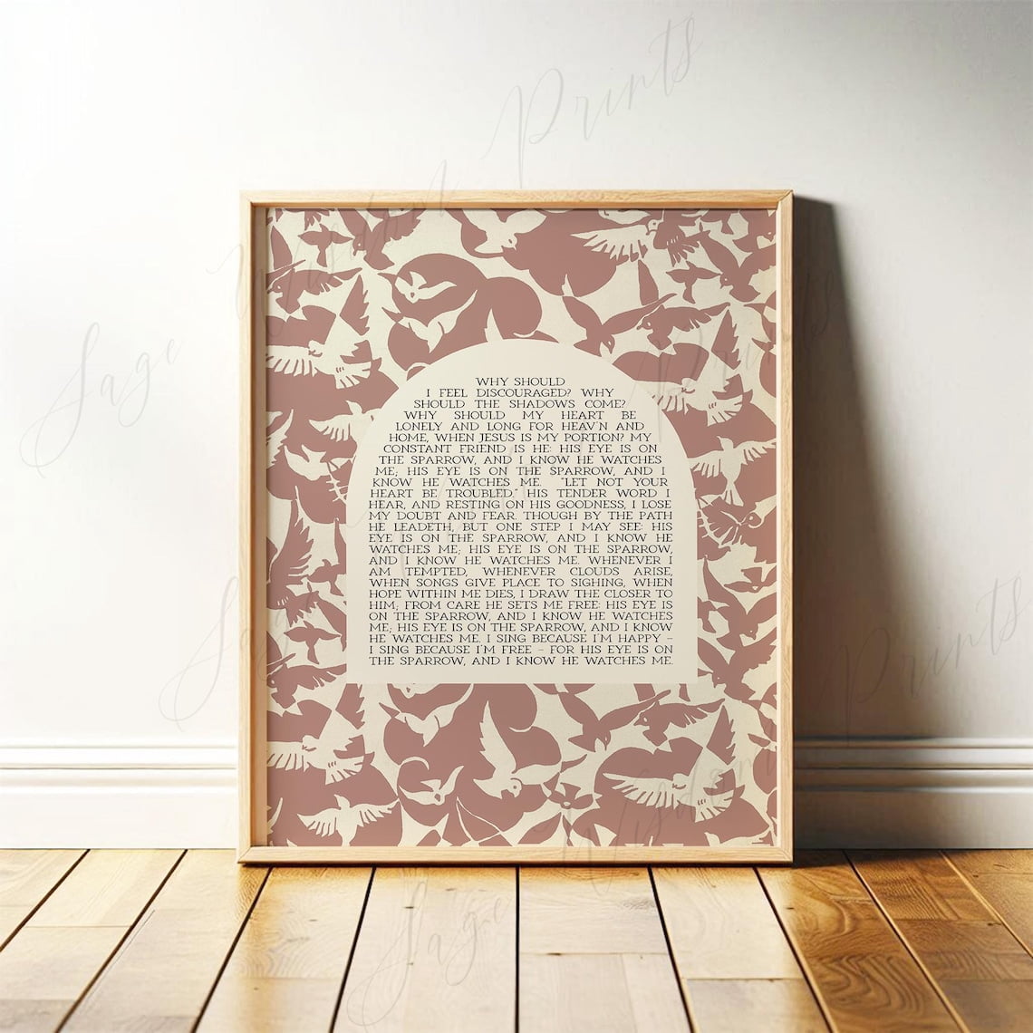 His Eye is on the Sparrow, Christian Wall Art Vintage Bible Verse Arch ...