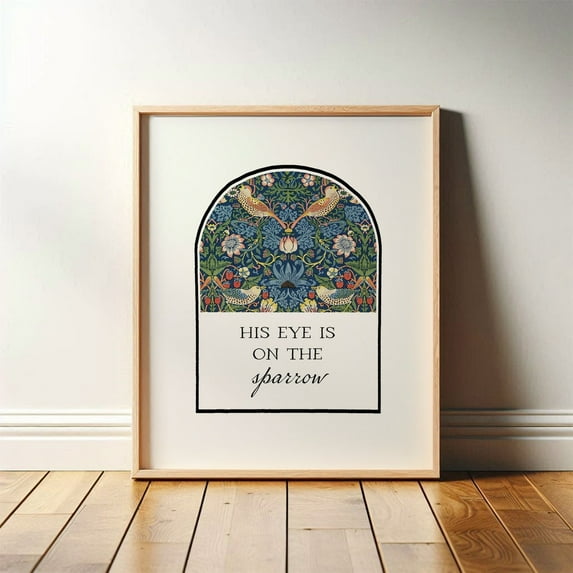His Eye Is On The Sparrow, Christian Wall Art, Vintage Bible Verse Arch ...