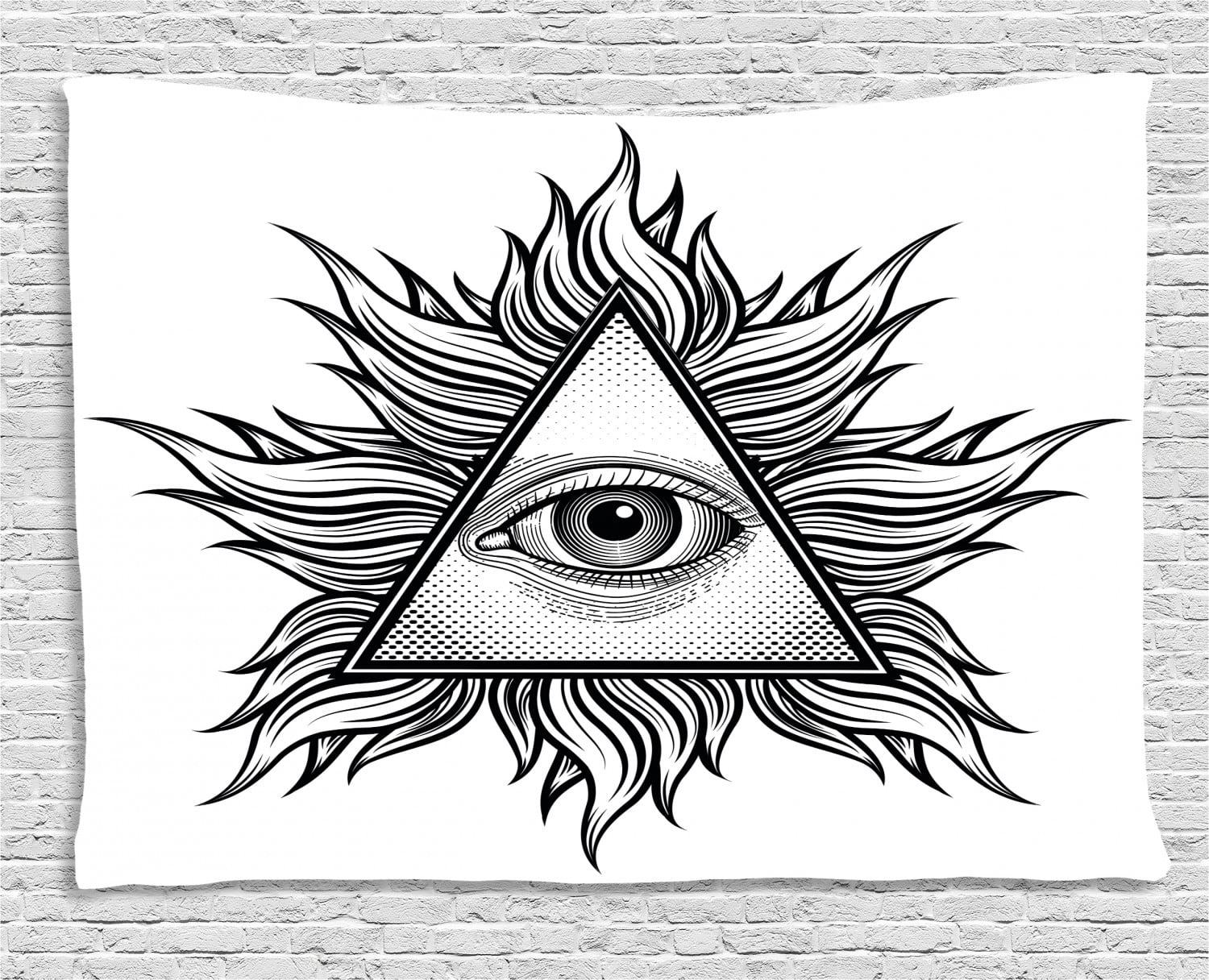 Eye Tapestry, Triangle Shape with Wavy Figures and All Seeing Eye ...