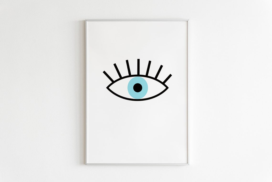 Eye Wall Art, Boho Print, Eclectic Wall Art,Blue Eye Poster,Evil Eye ...