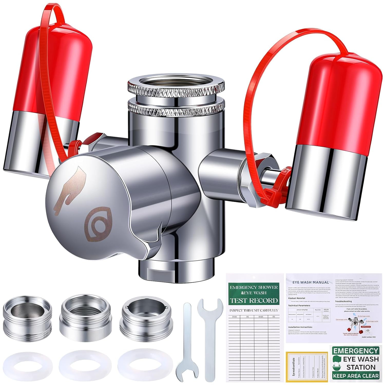 Eye Wash Kit, Faucet Mounted Emergency Station with Cover Sink ...
