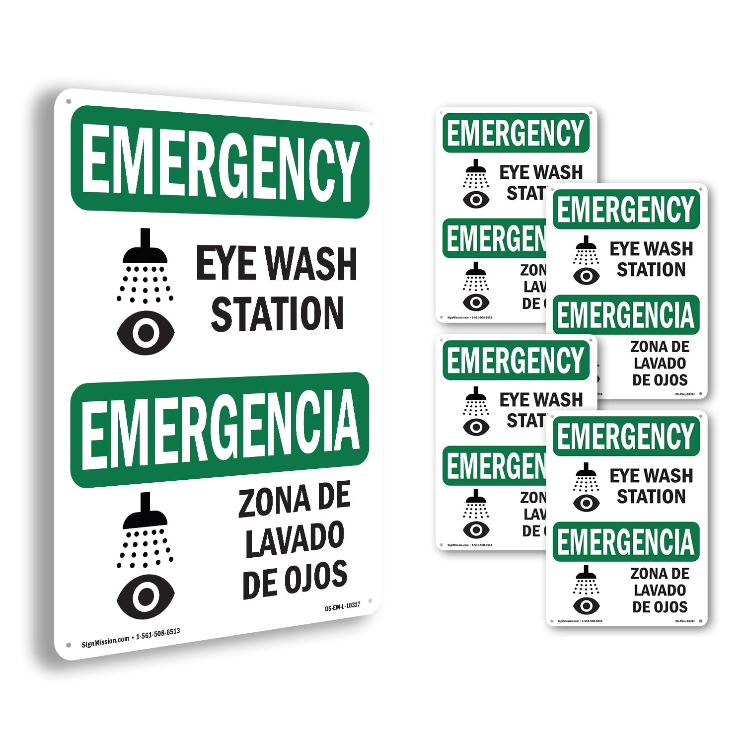 Eye Wash Station Bilingual OSHA Emergency Aluminum Sign 14 Inch x 10 ...
