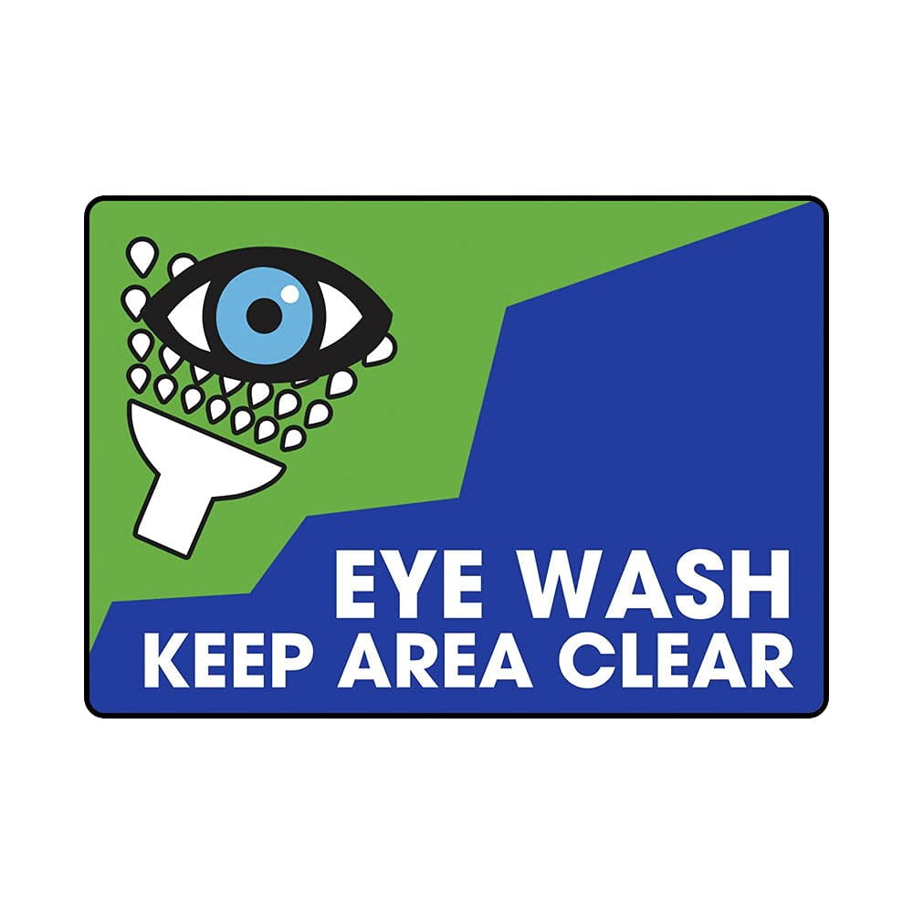 Eye Wash Sticker Sign - Blue & Green Design - 10" x 7" Rectangular ...