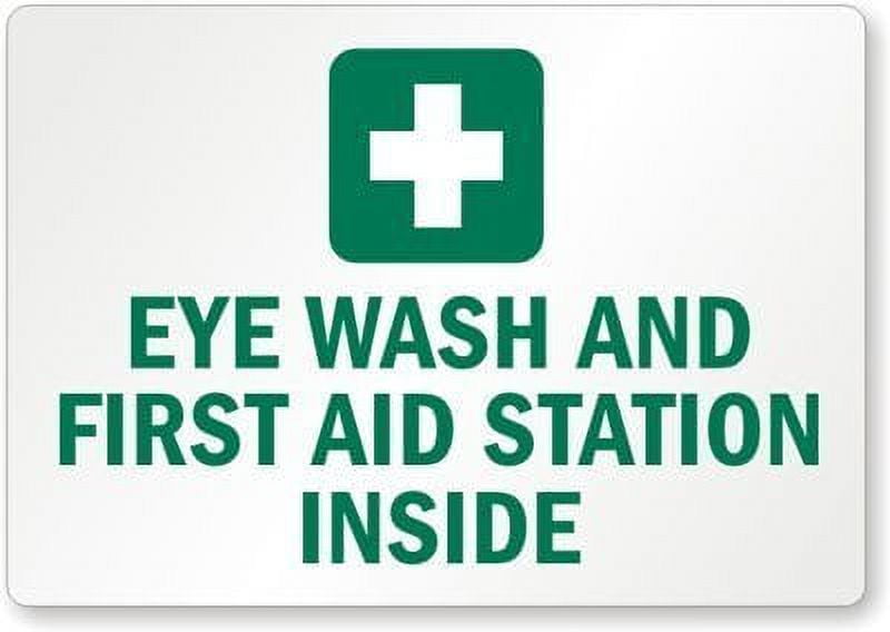 Eye Wash and First Aid Station Inside, Adhesive Signs and Labels, Metal ...