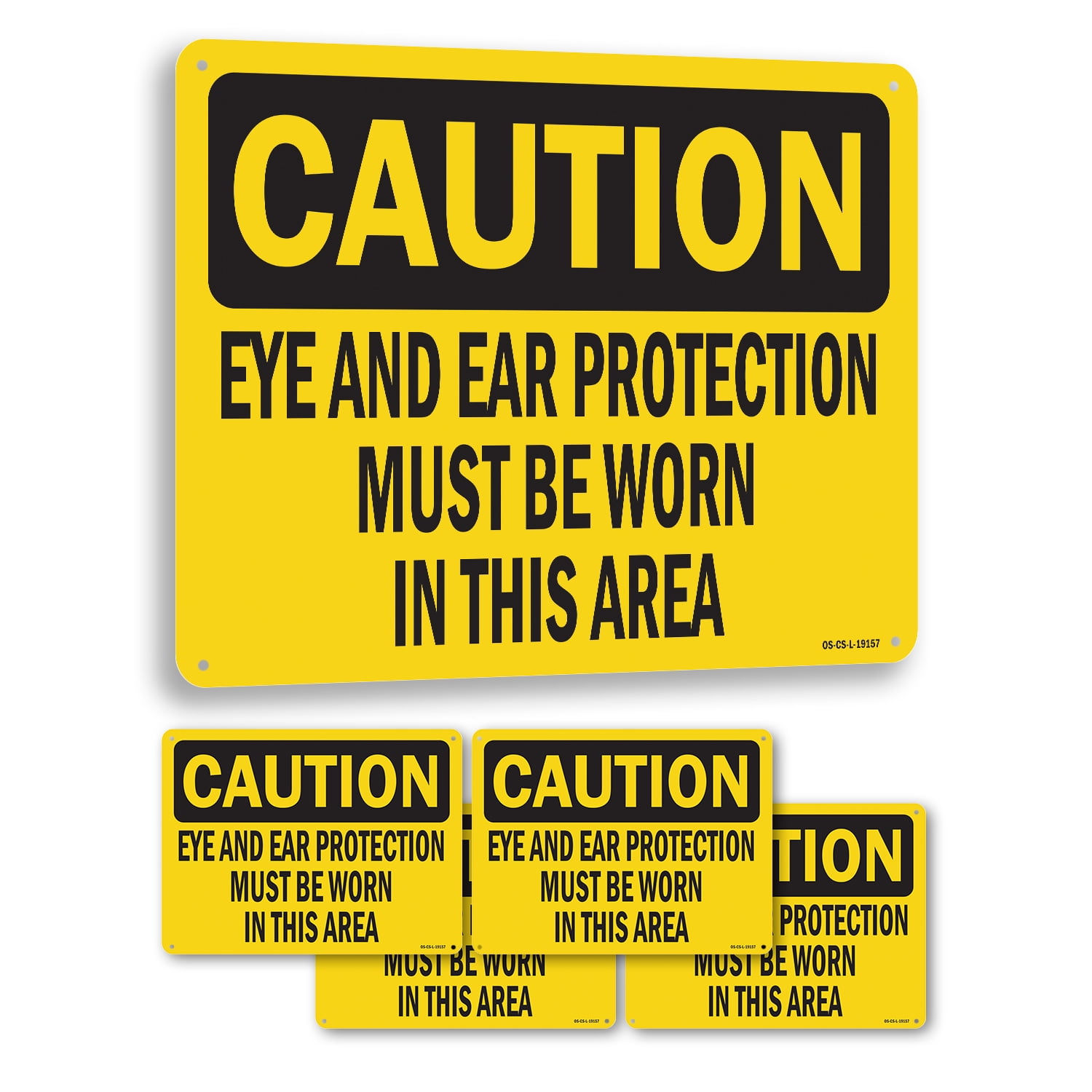 Eye and Ear Protection Must Be Worn In This Area OSHA Caution Rigid ...