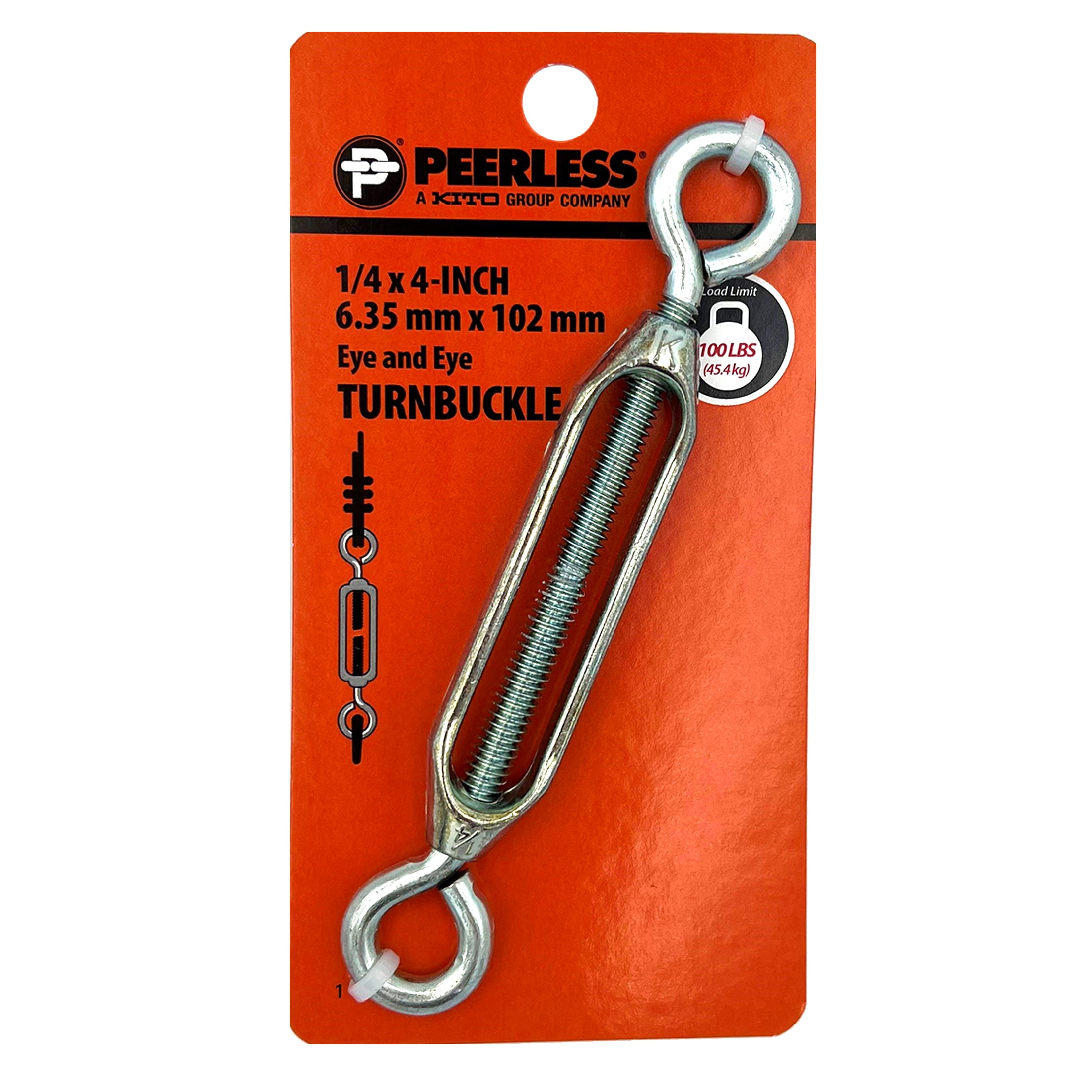 Eye and Eye Turnbuckle, Steel, Zinc Plated, Peerless Chain Company ...