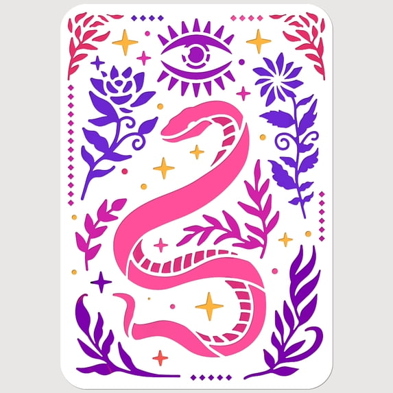 Eye and Snake Painting Stencil Dreamful Eye Snake Animal Plant Wall ...