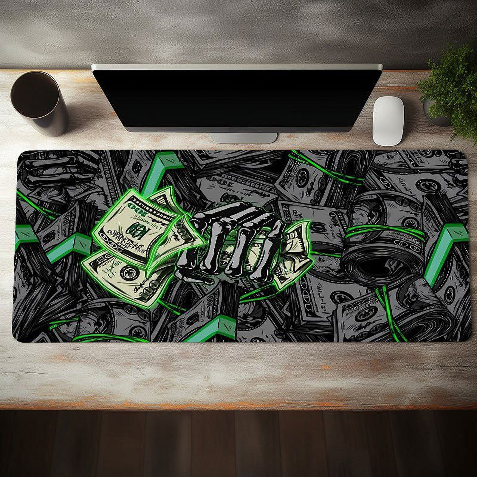 Eye-catching Dollar Green Large Gaming Mouse Pad (31.5*15.7in), Non ...