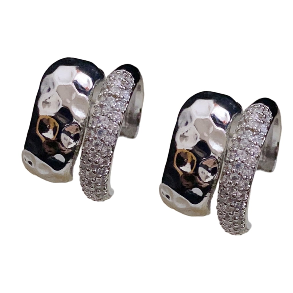 Eye catching Punk Zircon Ear Cuff Trendy Metal Geometric Clip Double ...