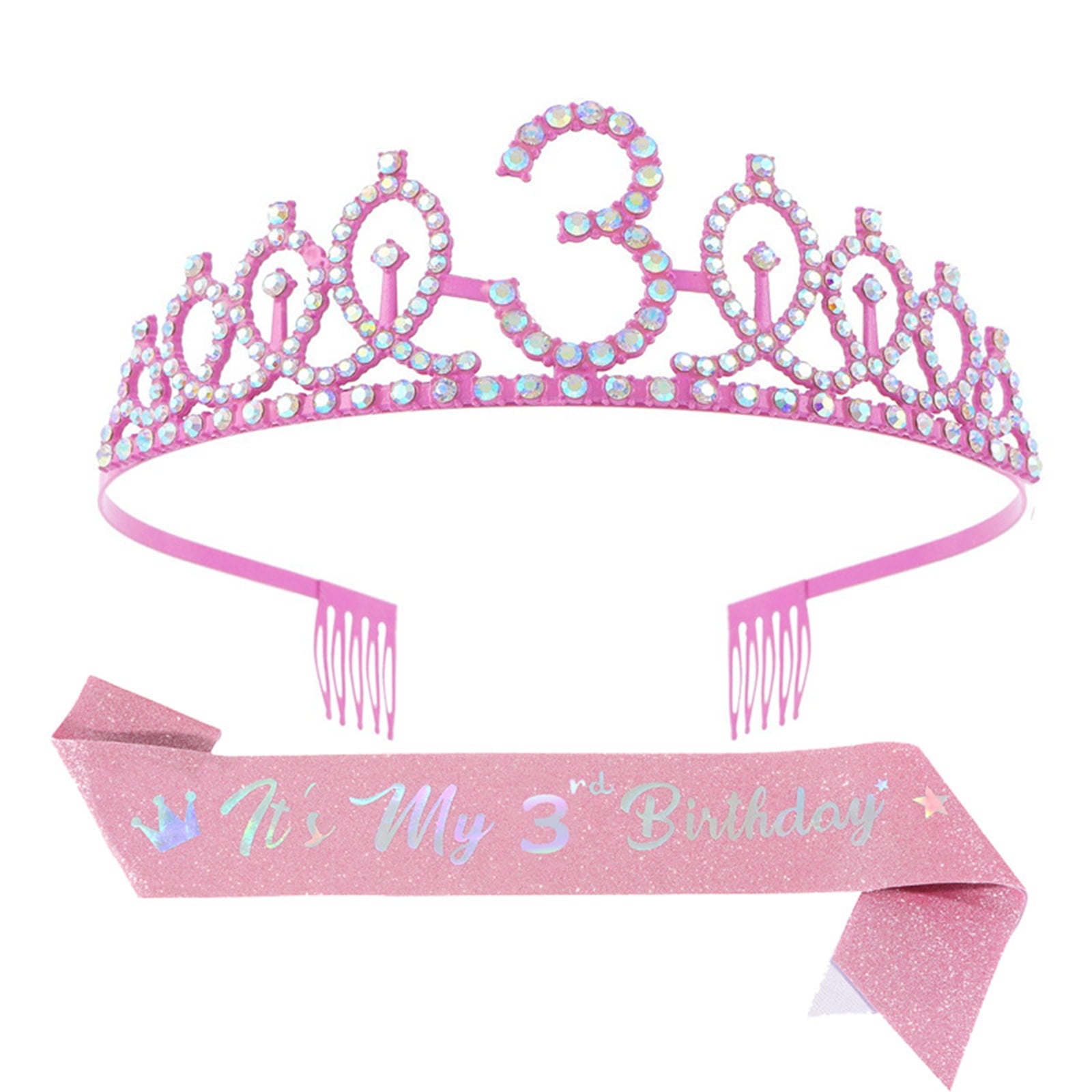 Eye-catching Rhinestones Birthday Crowns With Number Sash Girls ...