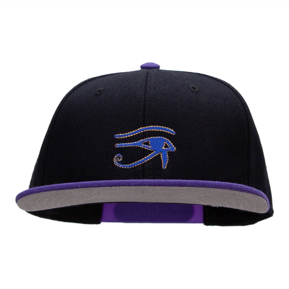 Eye of Horus Embroidered Wool Blend Pro Style Snapback - Purple Black ...