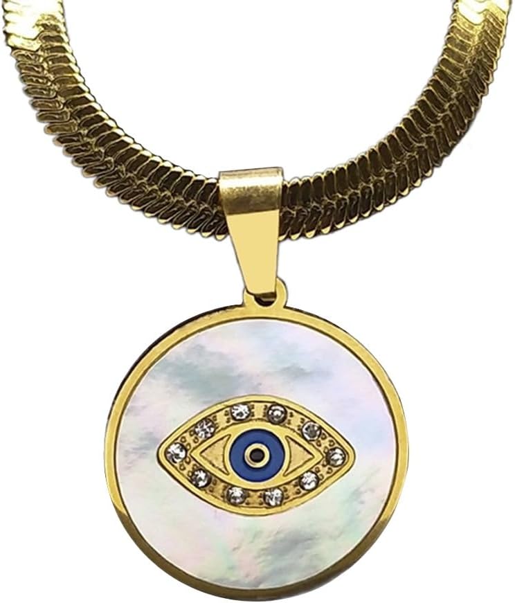 Eye of Horus Evil Eyes Mother of Pearl Necklace Concept Medal Necklace ...