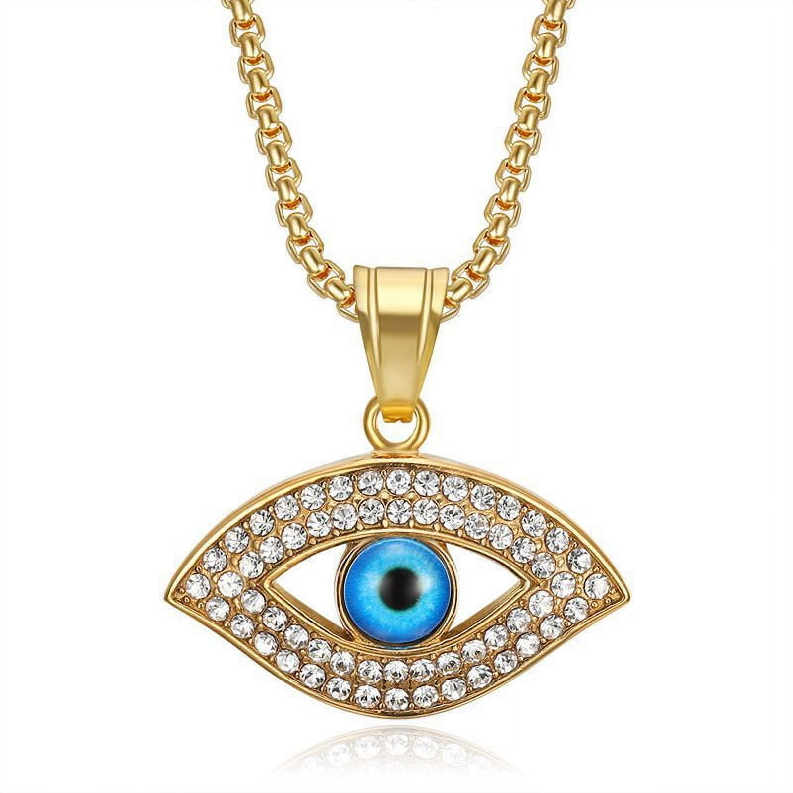 Eye of Horus, Eye of God 14K Yellow Gold Necklace,Evil Eye Pendant, Men ...