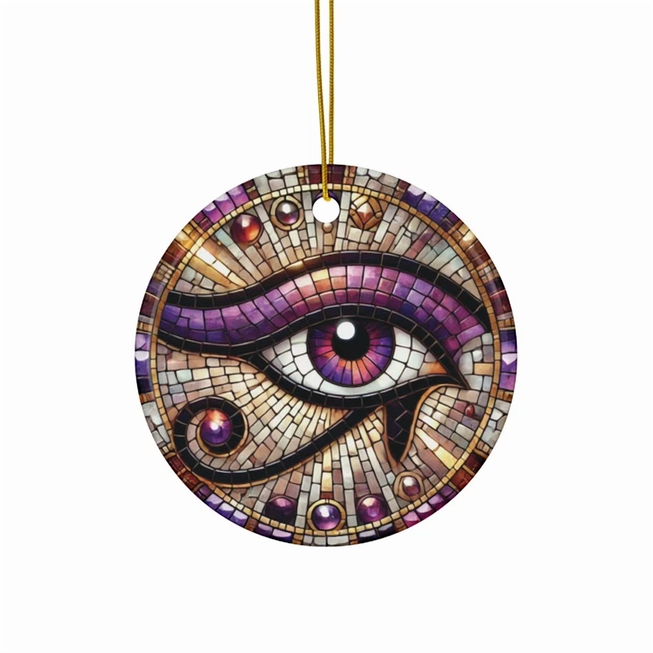 Eye of Horus Ornament Purple Mosaic Egyptian Art Decor Printed on ...