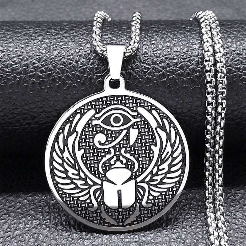 Eye of Horus Ra Ankh Cross Pendant 14K White Gold Necklace Women\'s ...