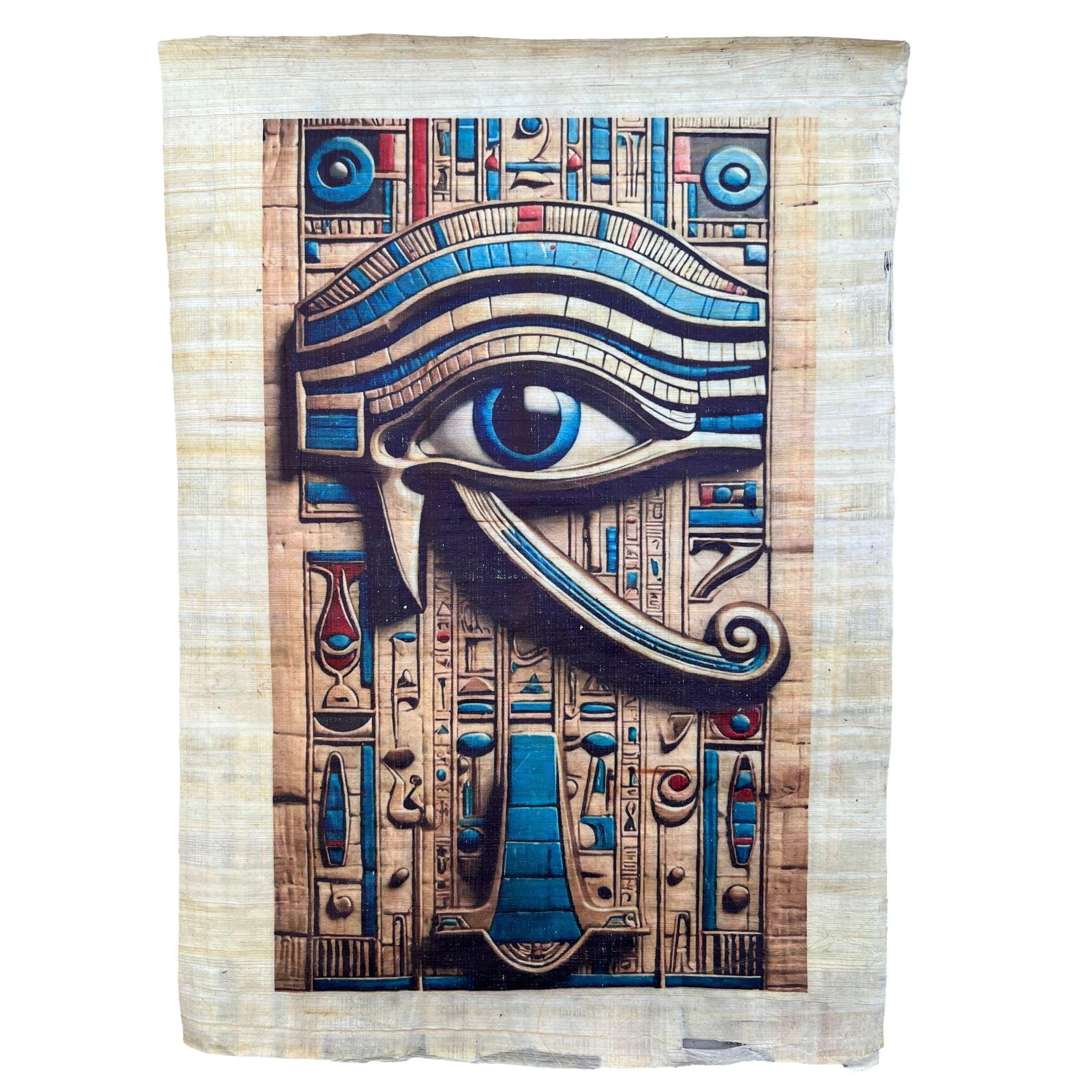 Eye of Horus with Intricate Hieroglyphics, Authentic Egyptian Papyrus ...