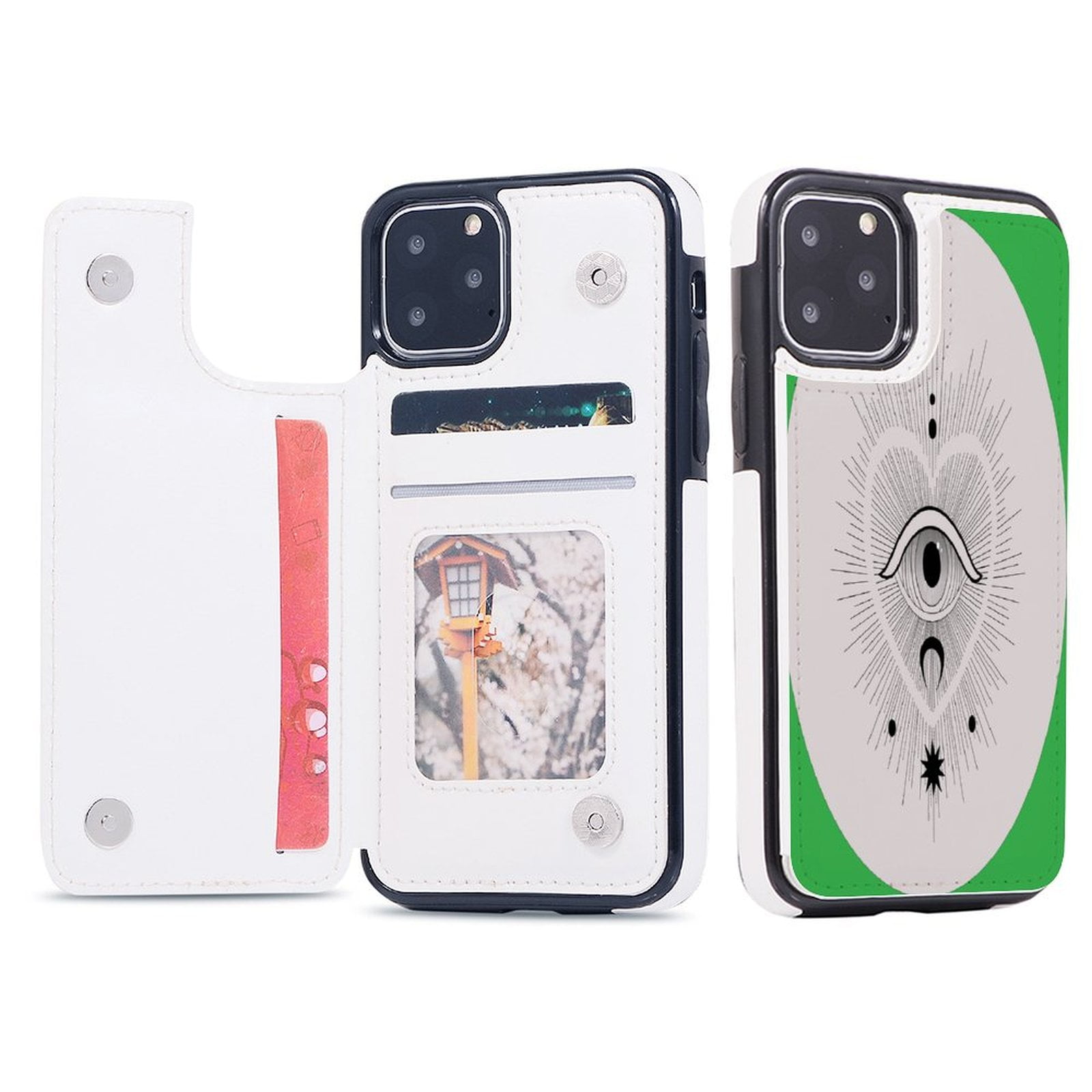 Eye-sun-moon-stars-heart Leather Wallet Case for iPhone 16 15 14 13 12 ...