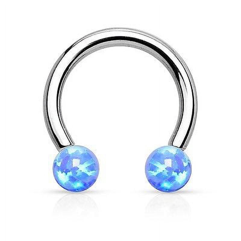 EyeBrow Synthetic Opal Horseshoe 316L Surgical Steel Circular Barbell ...