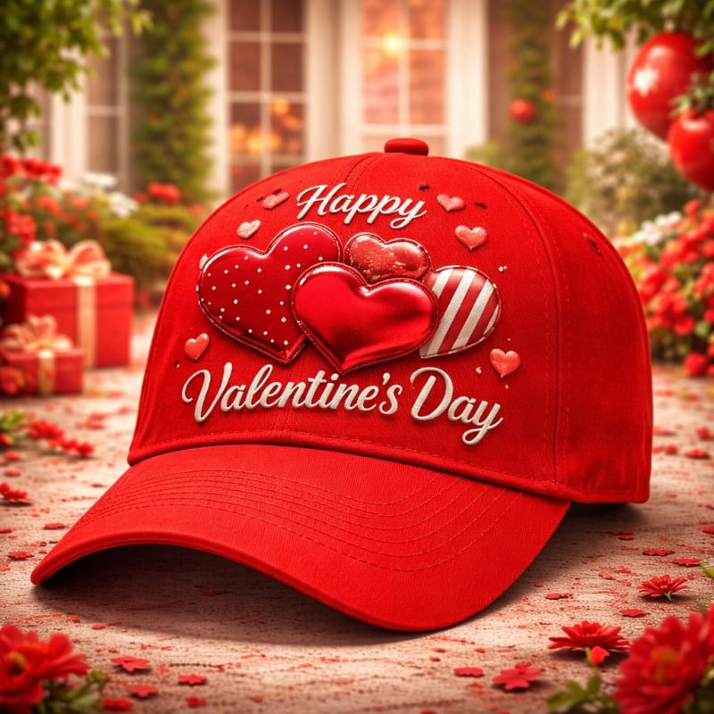 EyeCatching Red Valentine Day MustHave Gift Heart Patterned Cap ...
