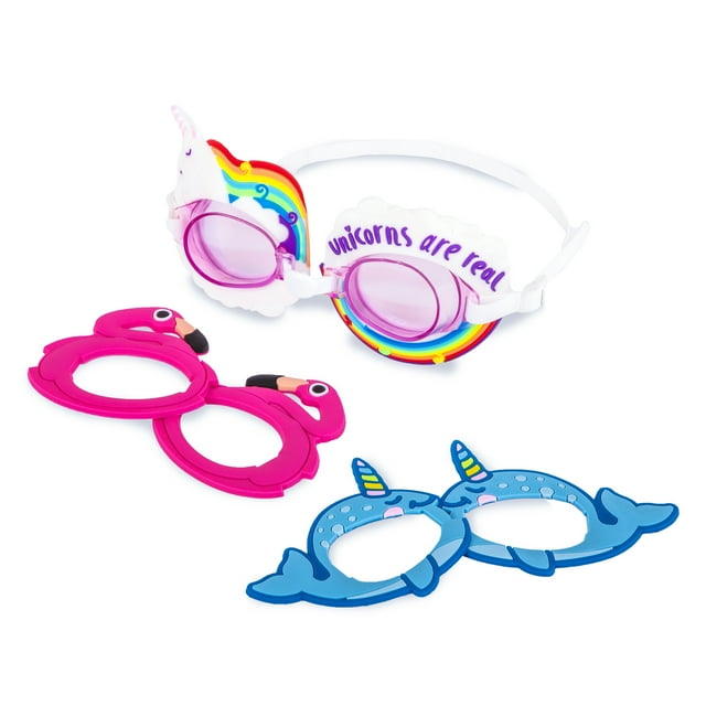 EyePop 3 Characters-in-1 Swim Goggle Set for Children, Multi-Color ...