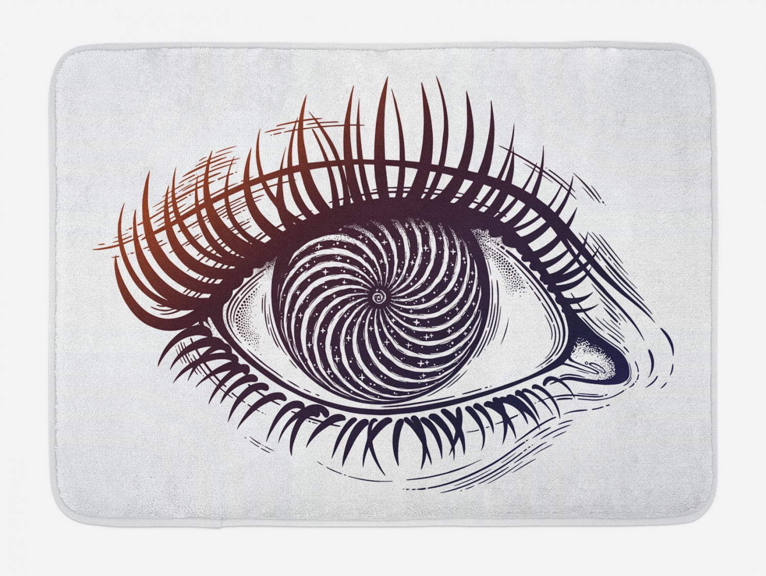 Eyeball Bath Mat, Realistic Detailed Human Eye with Outer Space Themed ...