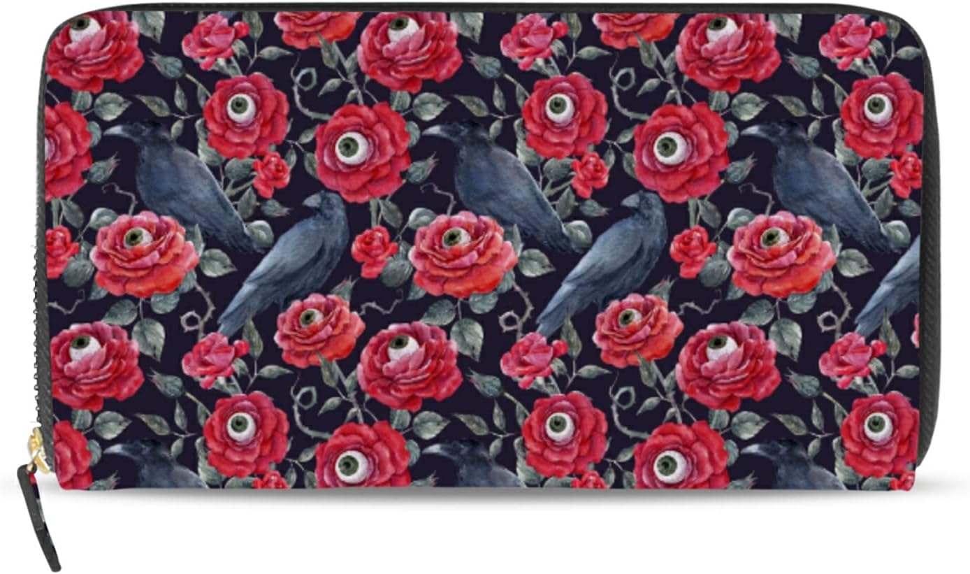 Eyeball Rose Necrotic Crow Mens Slim Wallet with Money Clip Bifold ...