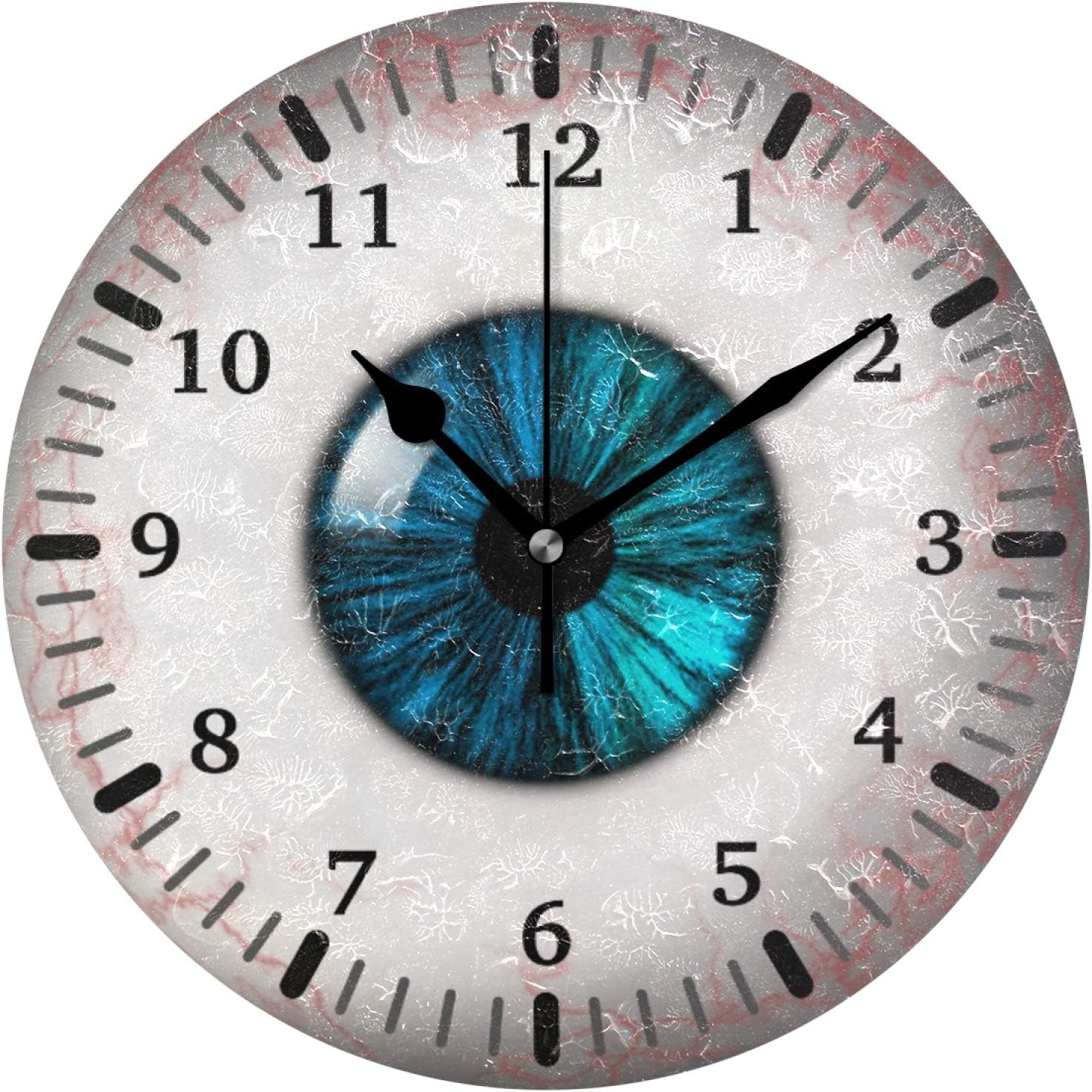 Eyeball Round Wall Clock Mute Living Room Bathroom Kitchen School ...