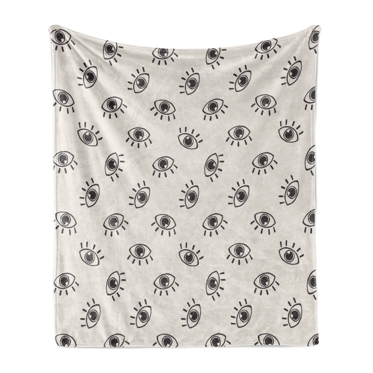 Eyeball Soft Flannel Fleece Blanket, Hand Drawn Sketch Style Eyes ...