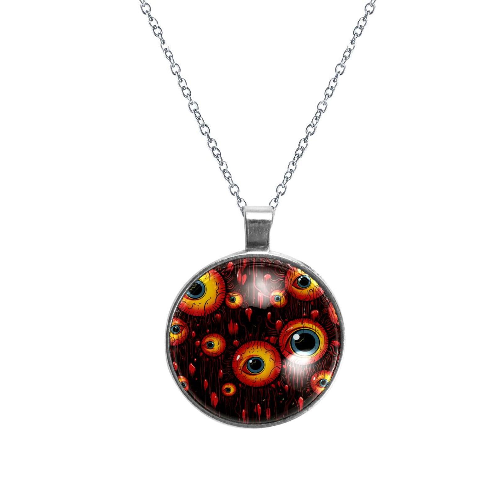 Eyeball Stunning Women's Circular Glass Pendant Necklace Jewelry ...