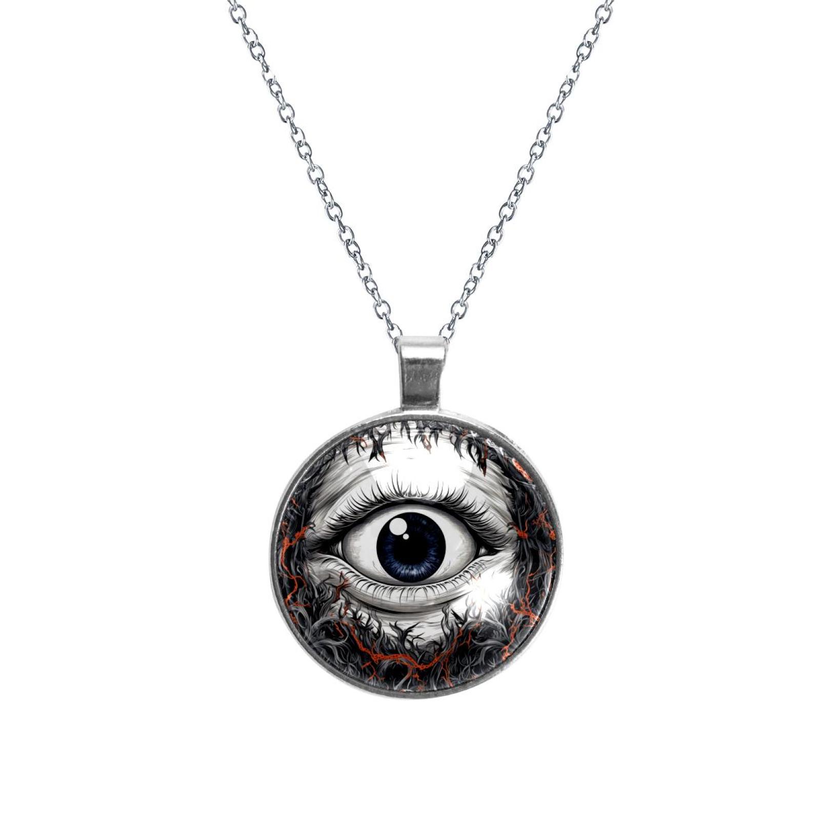 Eyeball Women's Circular Glass Pendant Necklace - Elegant Jewelry for ...