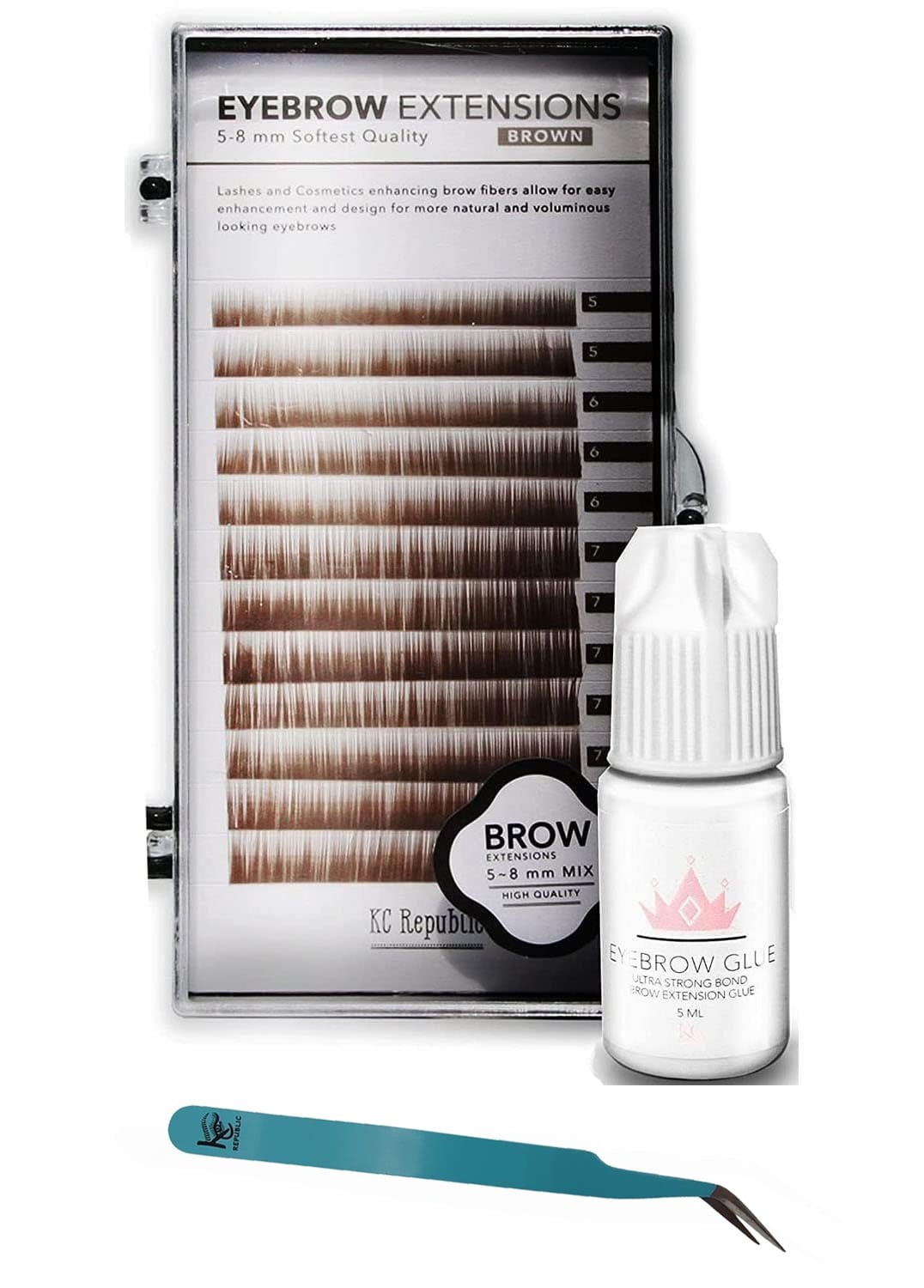 Eyebrow Extensions Kit with 1 x Trays of Mink Eyebrows in Brown Comes ...