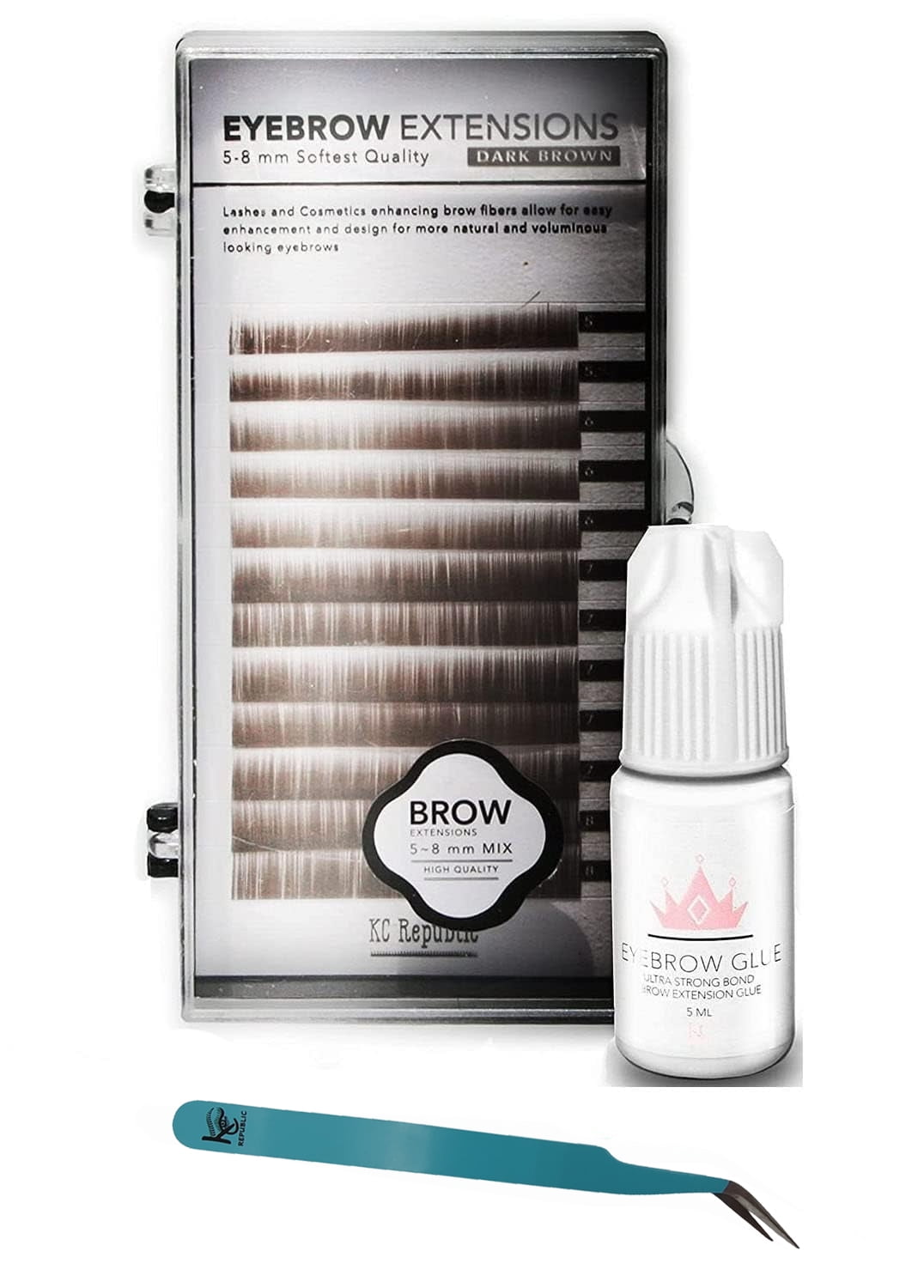 Eyebrow Extensions Kit with 1 x Trays of Mink Eyebrows in Dark Brown ...