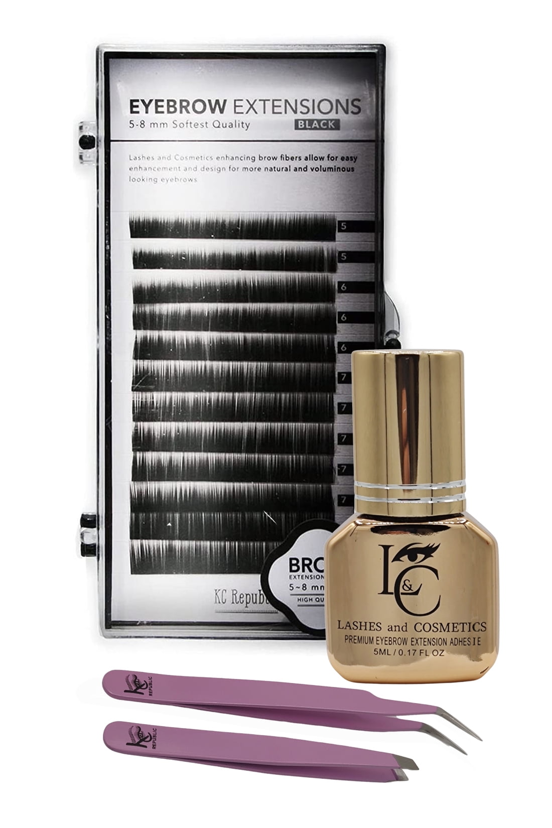 Eyebrow Extensions Premium Kit with 1 x Trays of Mink Eyebrows in Black ...