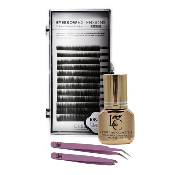 Eyebrow Extensions Premium Kit with 1 x Trays of Mink Eyebrows in Black ...