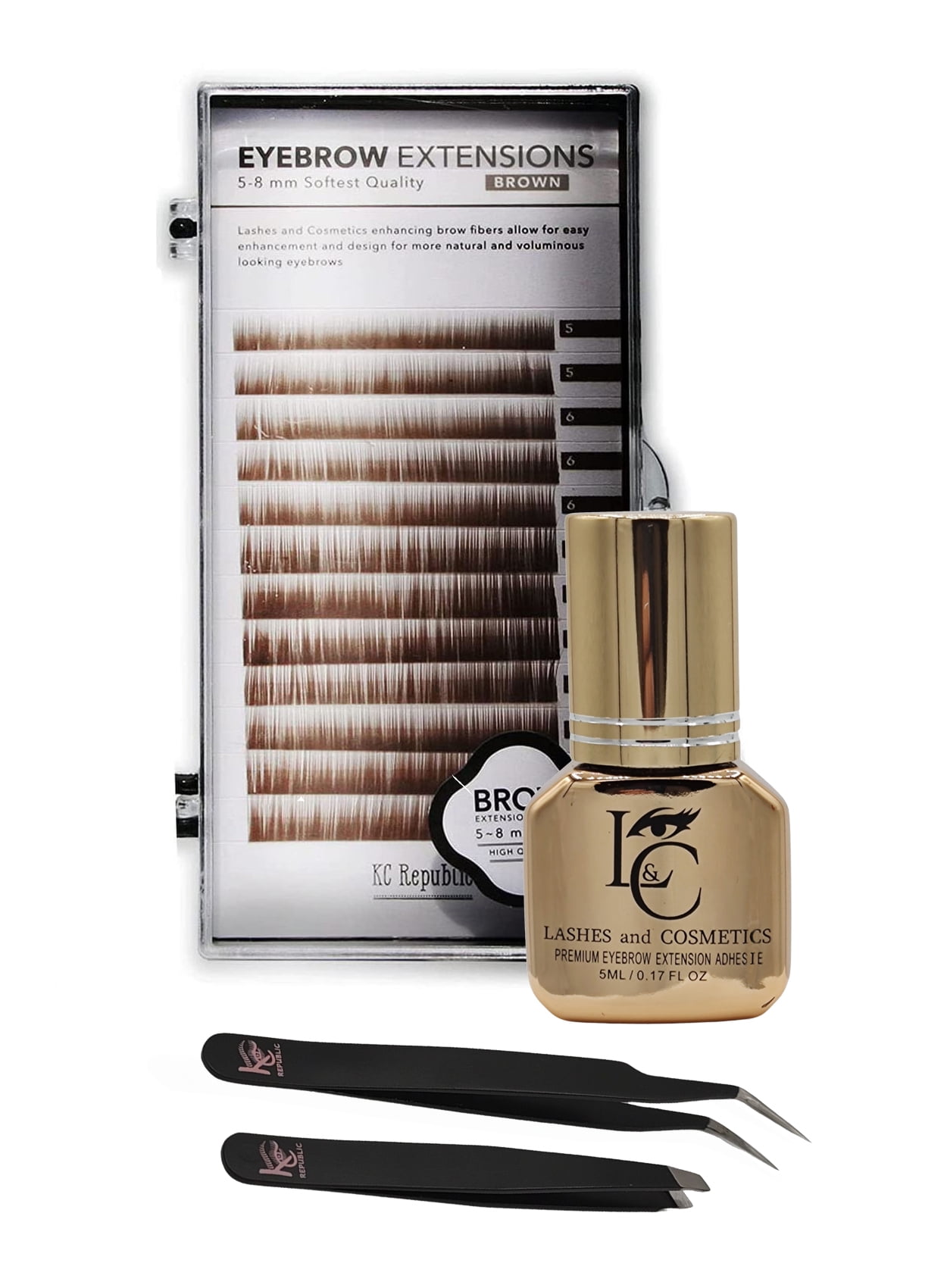 Eyebrow Extensions Premium Kit with 1 x Trays of Mink Eyebrows in Brown ...