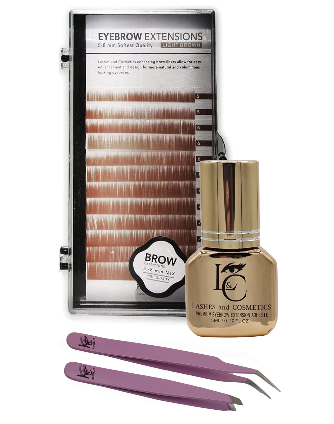 Eyebrow Extensions Premium Kit with 1 x Trays of Mink Eyebrows in Light ...