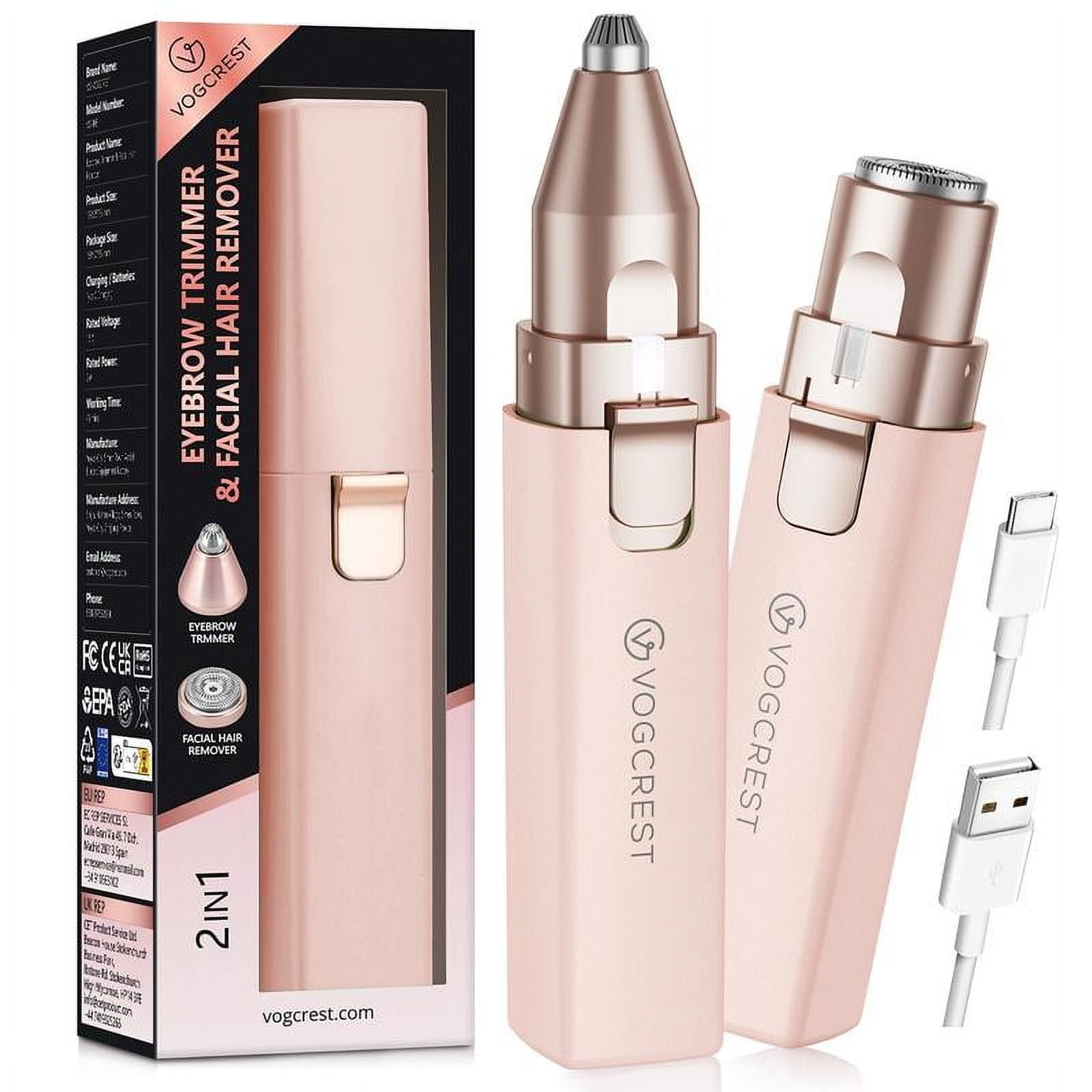 Eyebrow-Facial Hair Remover Women: Portable 2 in 1 Electric Shaver and ...