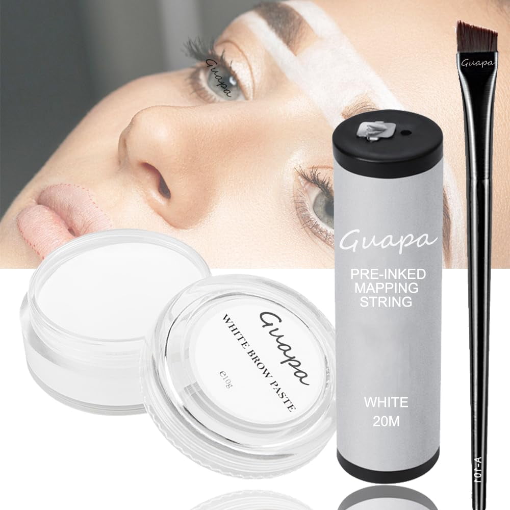 Eyebrow Mapping Kit with White Pre-inked Mapping String White Brow ...