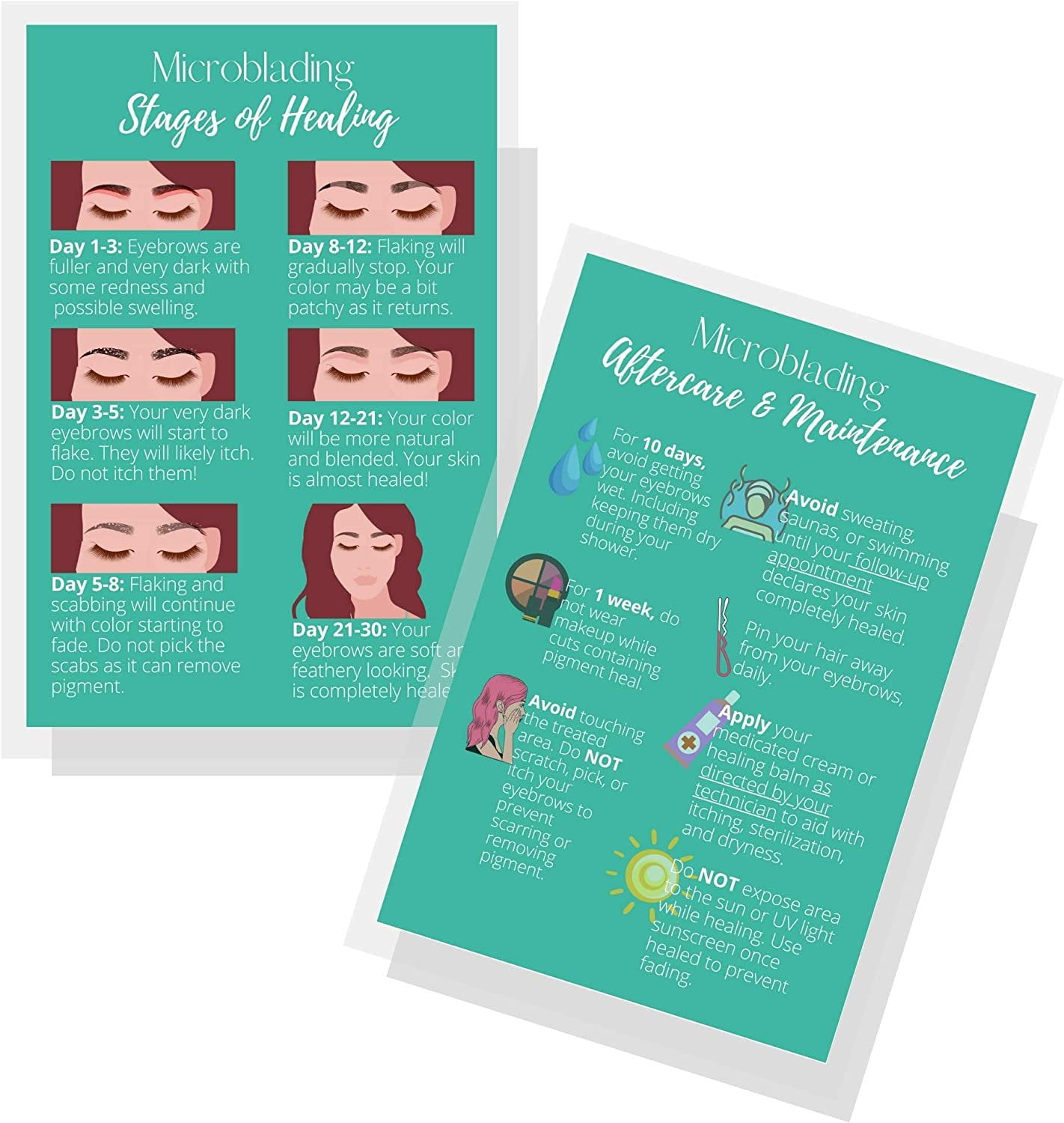 Eyebrow Microblading Healing & Aftercare Instructions Postcards Package ...