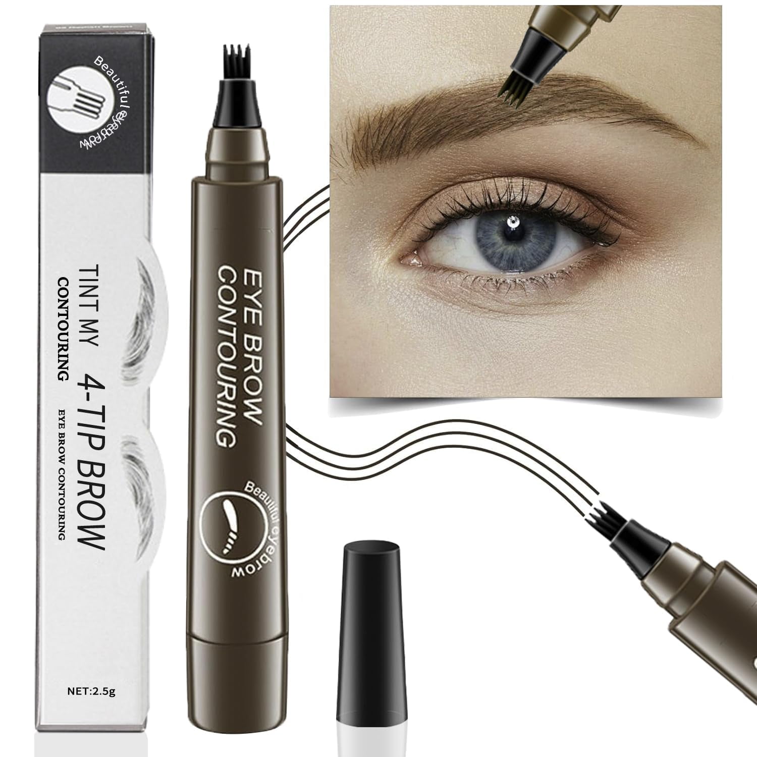 Eyebrow Pen, PreciRise Microblading Eyebrow Pen with a 4 Micro-Fork Tip ...