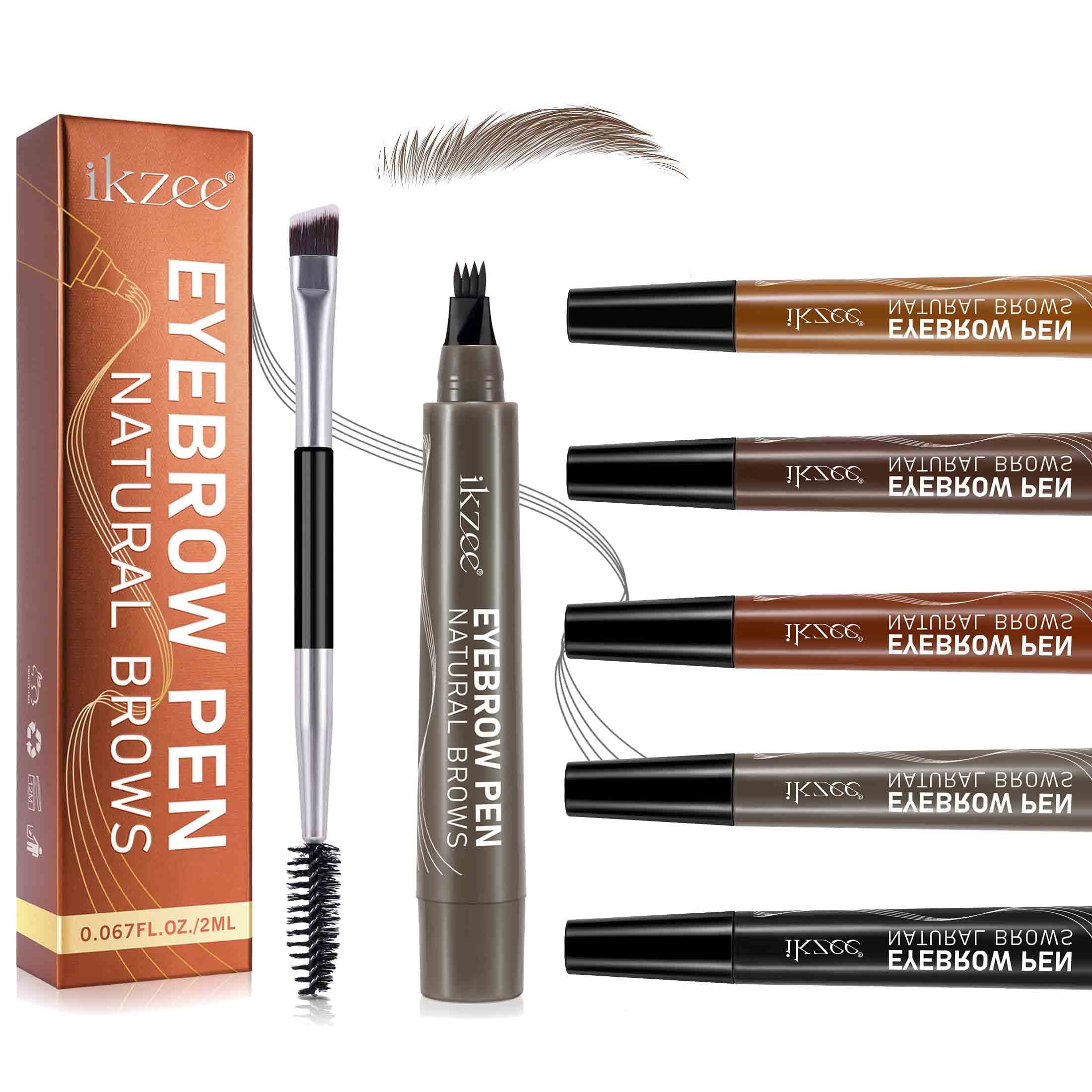 Upgraded 4 Fork Tip Eye Brow Pencils with Spoolie Brush, Flawlessly ...