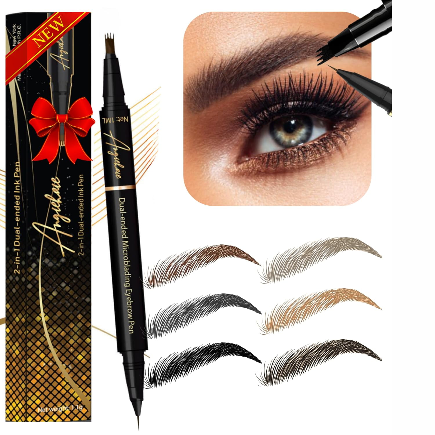 Eyebrow Pencil (Dark Brown) Dual-Ended Microblading Eyebrow Pen- Brow ...