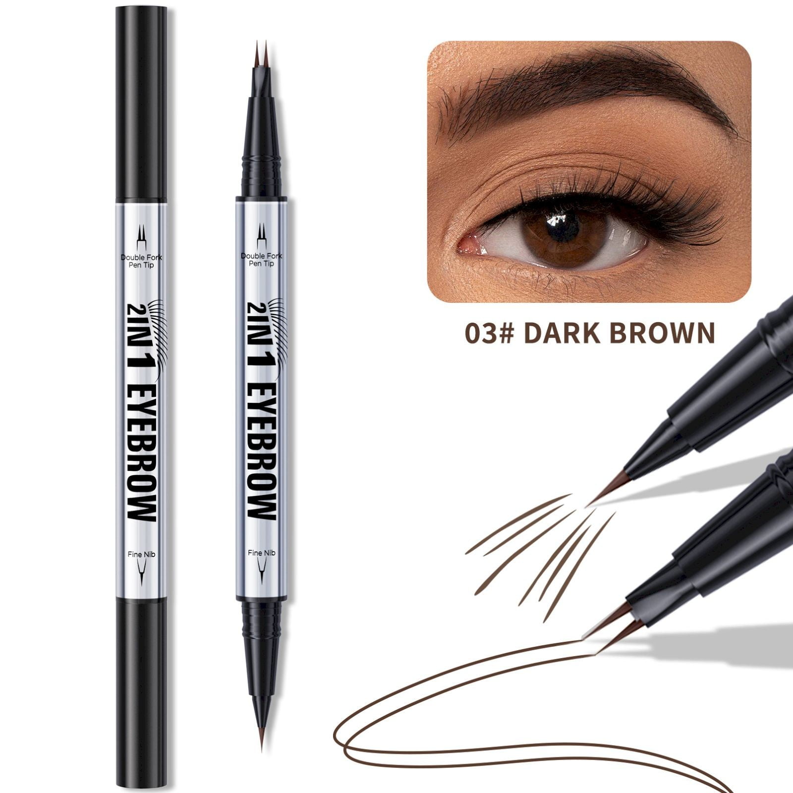 Eyebrow Pencil Dark Brown Liquid Eyebrow Pen 2 In 1 Ended Brow Pencils ...