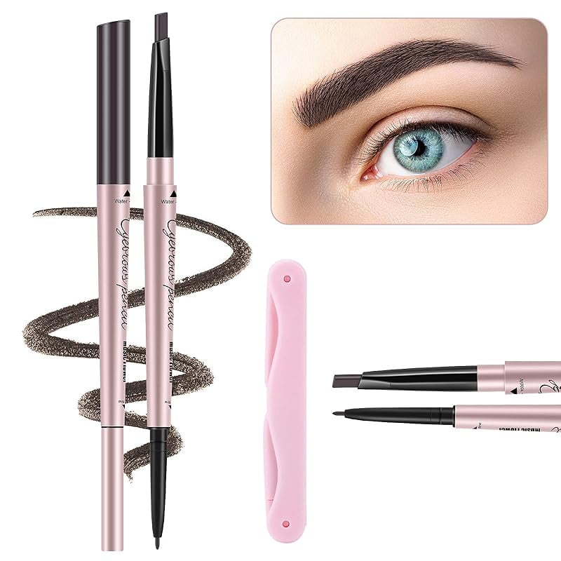 Eyebrow Pencils 2-Pack, Professional Brow Pencil Dual Tips Retractable ...