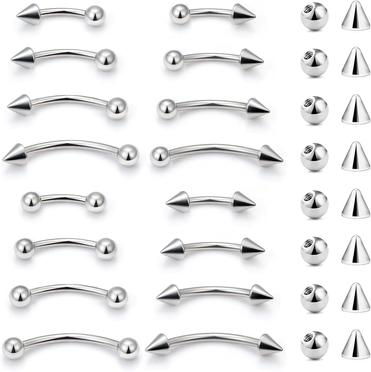 Eyebrow Piercing Jewelry Surgical Steel Curved Barbell Tiny Eyebrow ...