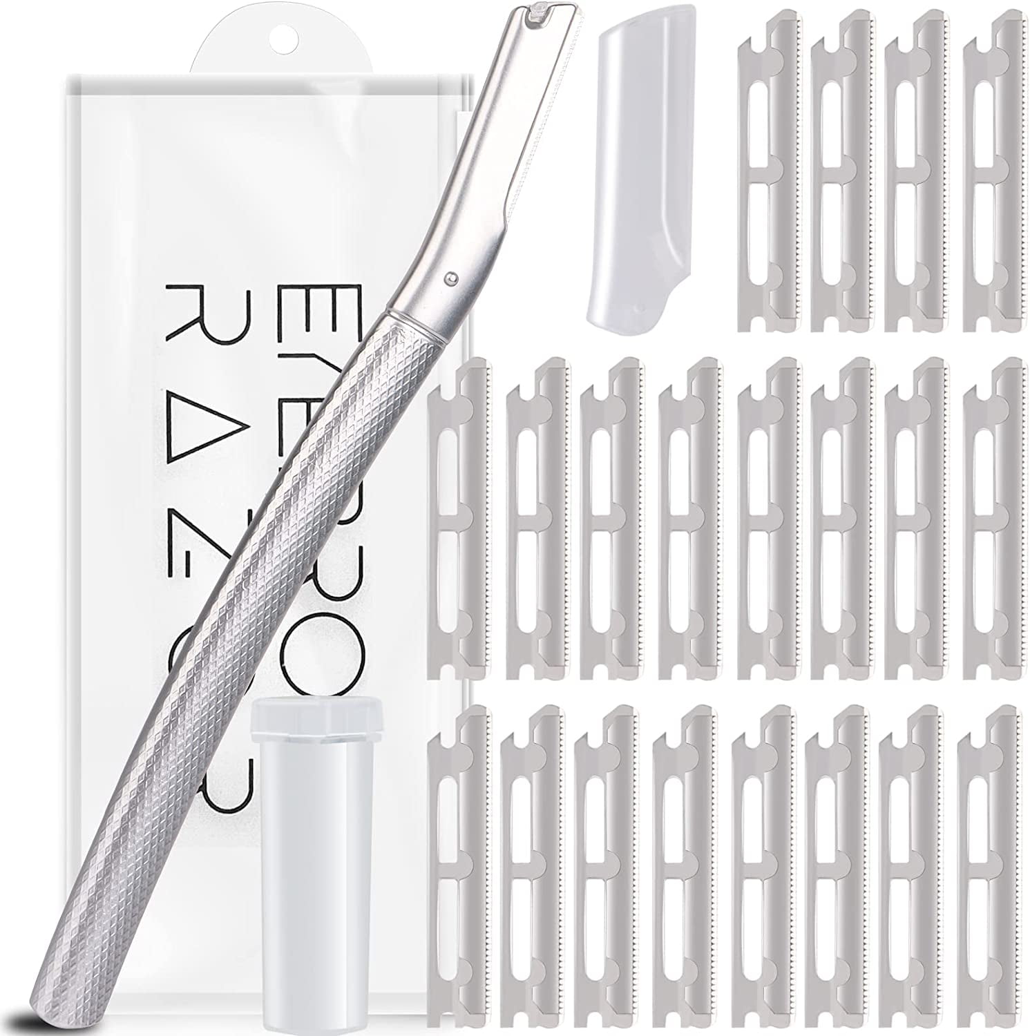 Eyebrow Razor for Men and Women, Dermaplaning Tool, Silver Diamond Anti ...