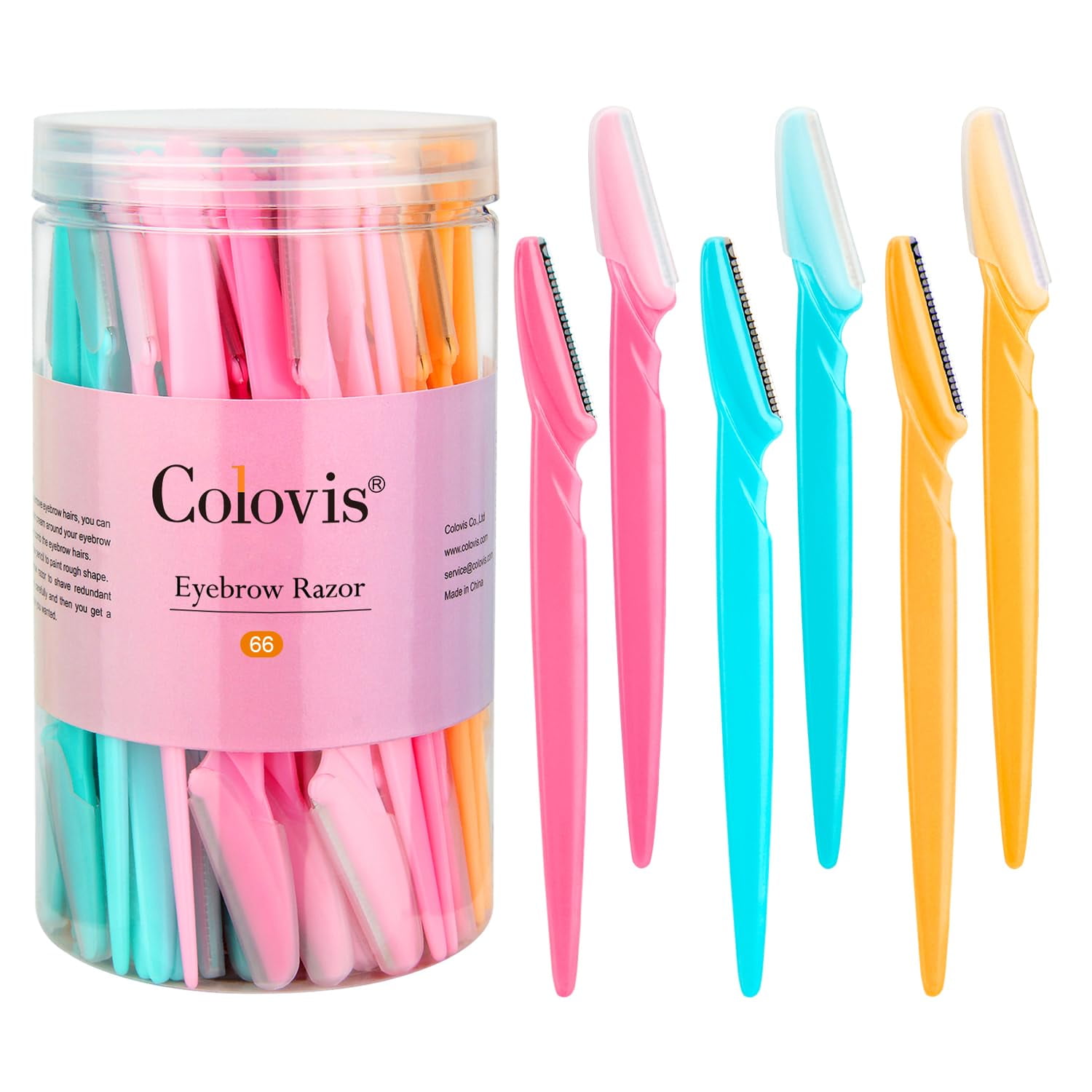 Eyebrow Razors Set, 24/48/66 Count, Stainless Steel Blades, Gentle ...