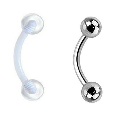 Curved Barbell Eyebrow Piercing Ring (18G, 9.5mm) with Spike Beads ...