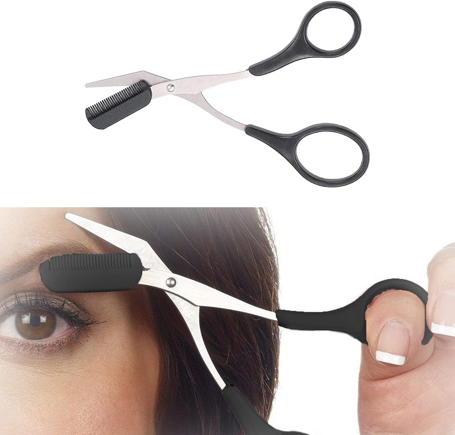 Eyebrow Scissors with Comb Eyebrow Trimmer Scissors, Black Stainless ...