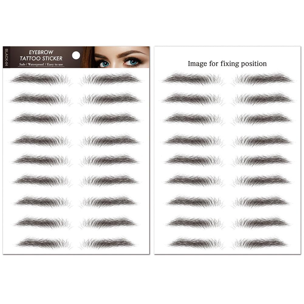 Eyebrow Stickers Makeup Waterproof Tattoo Long Lasting Black Natural ...